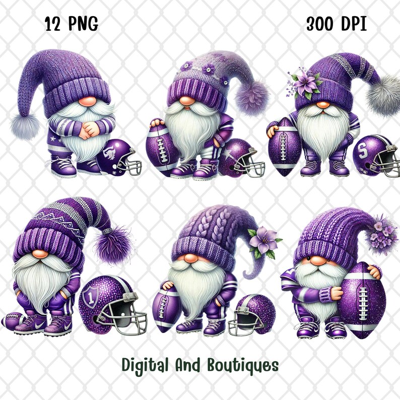 Football Gnome PNG, Football PNG, American Football, Purple and Silver ...
