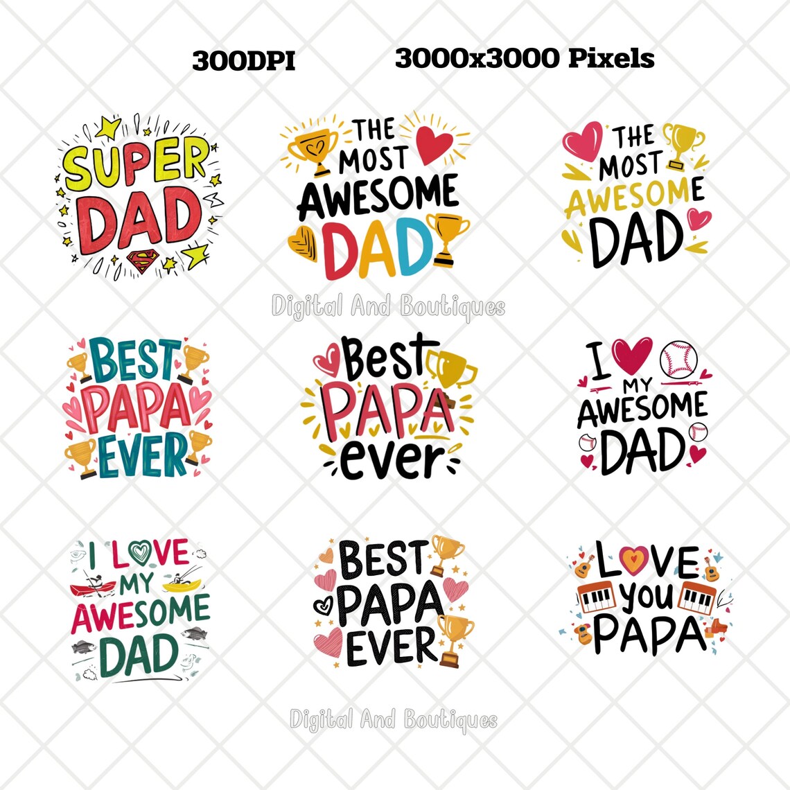 Father's Day Clipart, Clipart Bundle, Happy Fathers Day Clipart PNG ...