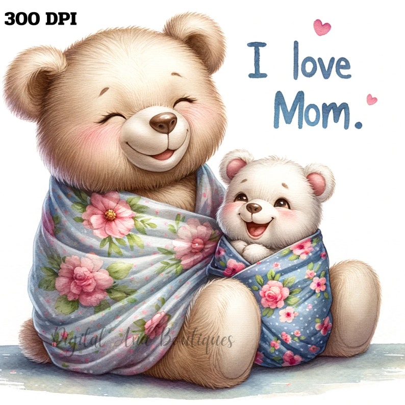 Teddy Bear Mother's Day PNG, Teddy Bear Clipart, Watercolor Teddy Bear ...