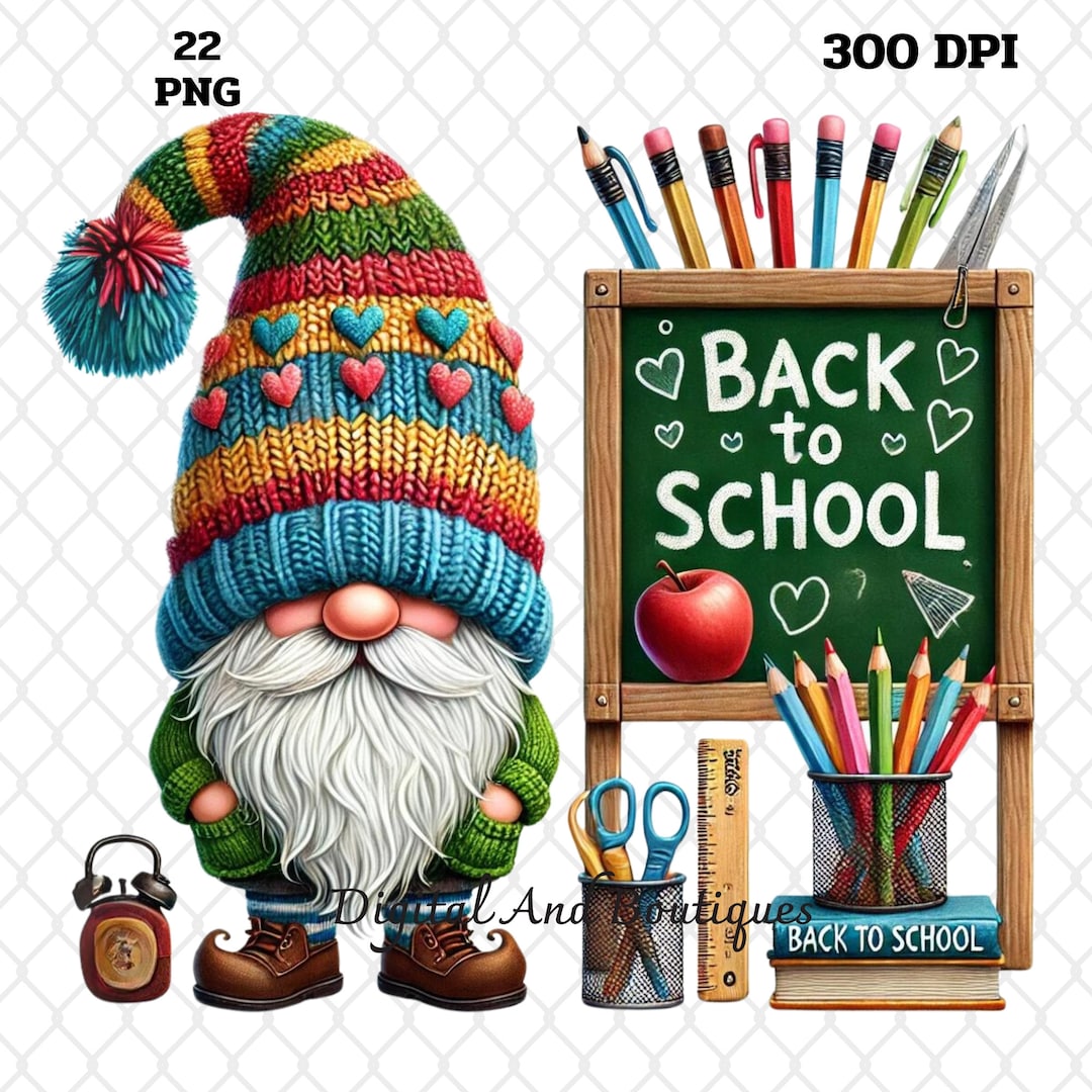 Back to School Gnome, Back to School Clipart PNG, Classroom Decor ...