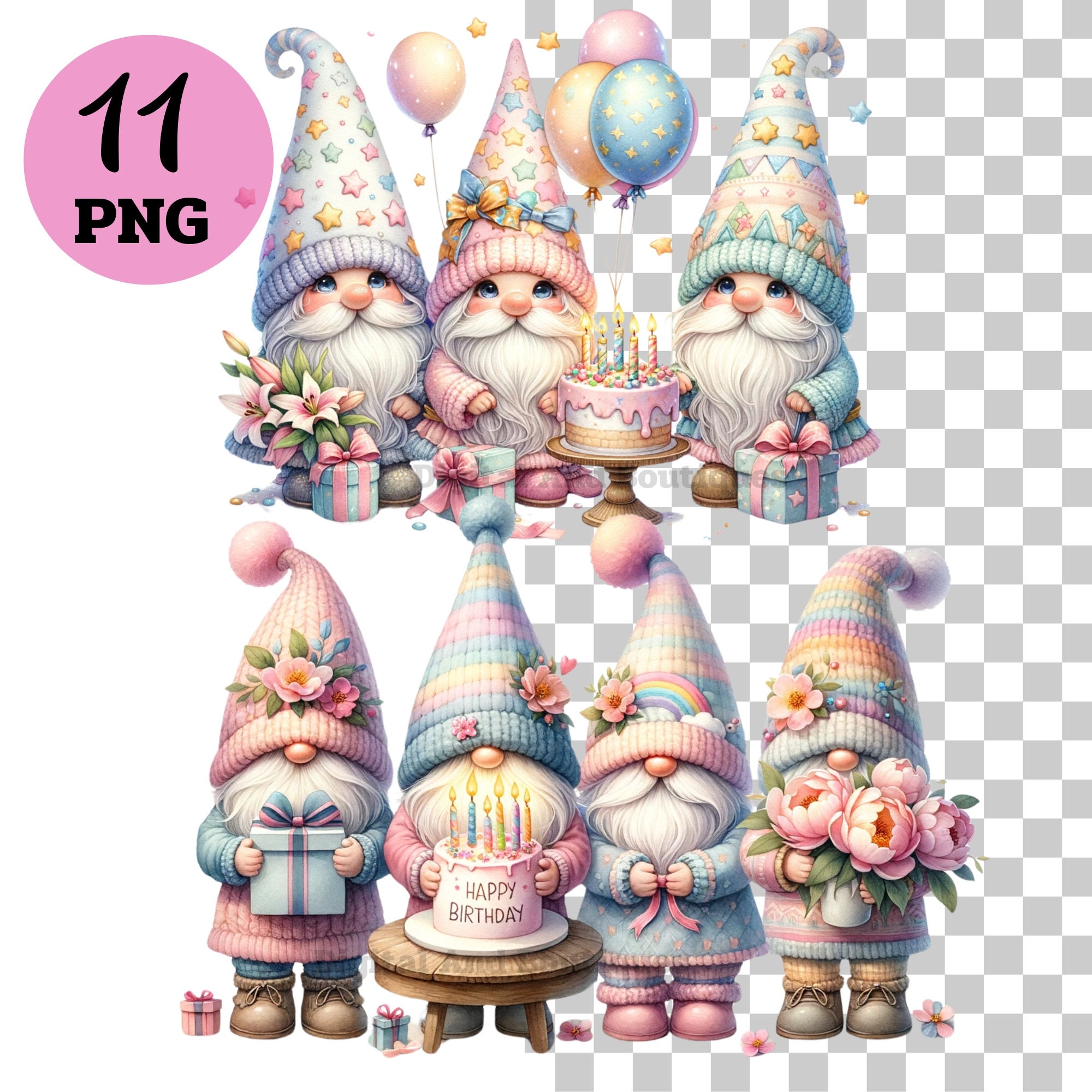 Birthday Gnome Clipart PNG, Gnome Birthday Invitations, Birthday Party ...