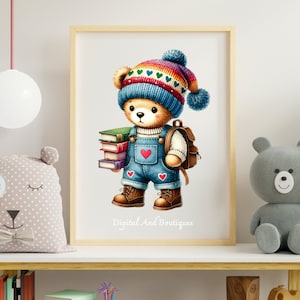Watercolor Teddy Bear Clipart: Back to School PNG (digital Download) - Etsy