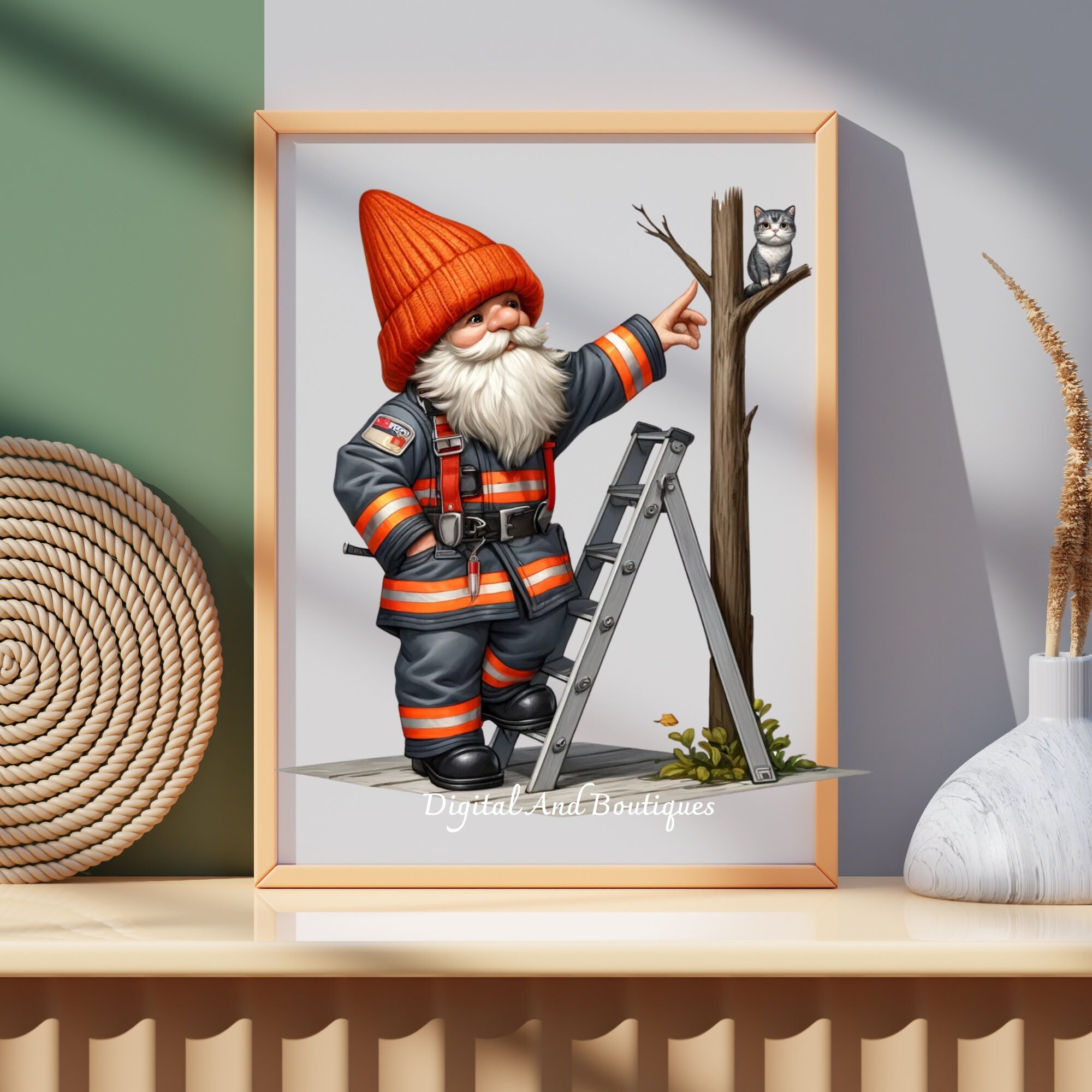 Firefighter Gnome Clipart, Fireman Gnome PNG, Rescue Gnome Clipart ...