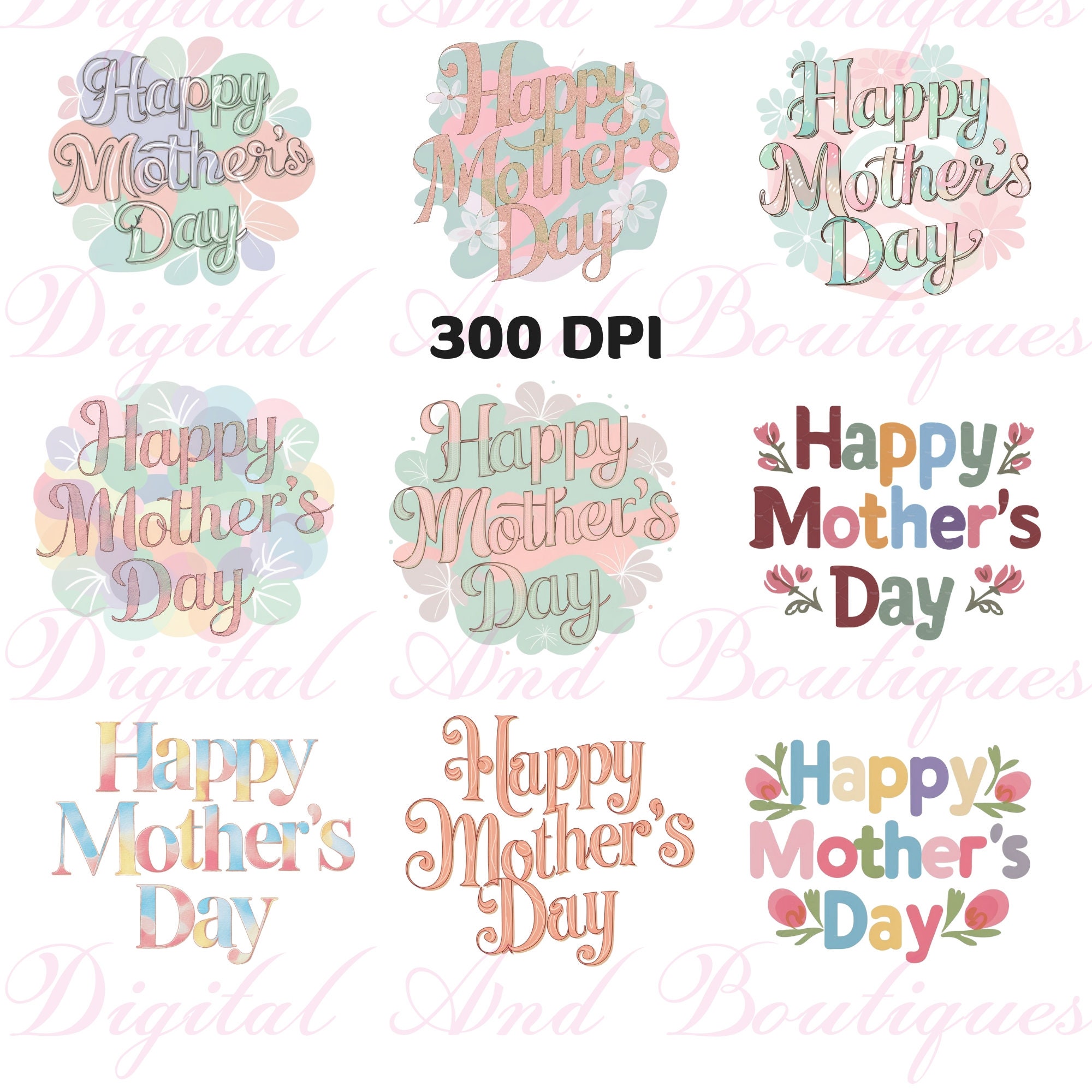 Mothers Day Clipart, Clipart Bundle, Happy Mothers Day Clipart PNG ...