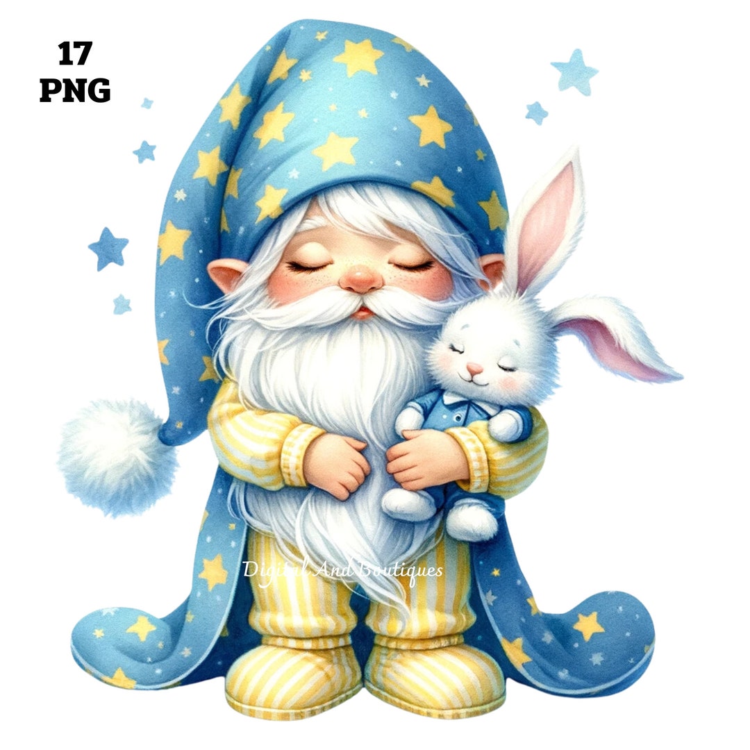 Sleeping Gnome Clipart, Pajamas Gnome, Nursery Wall Art, Nursery Room Decor, Nursery Wall Decor ...