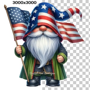 Soldier Gnome Sublimation, Patriot Gnome, Watercolor Gnomes Clipart ...