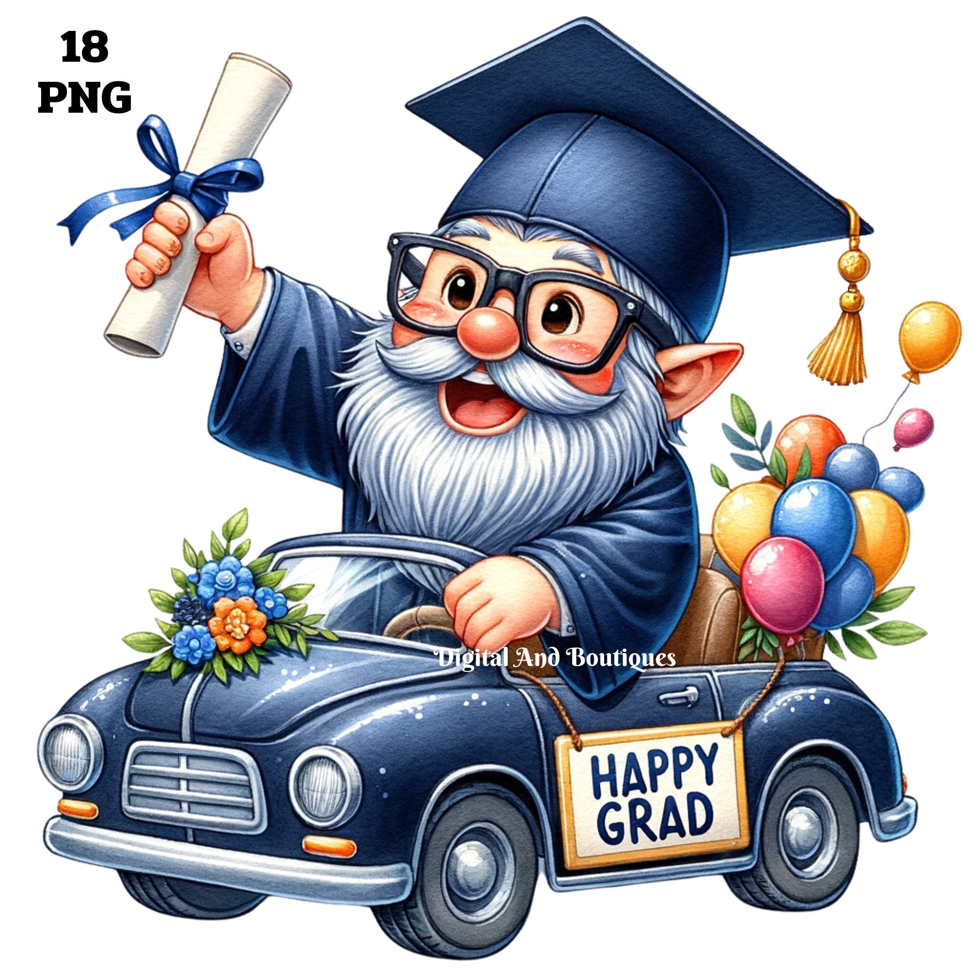 Graduation Gnome, Graduation Clipart, Graduation Ornament, Gnome ...