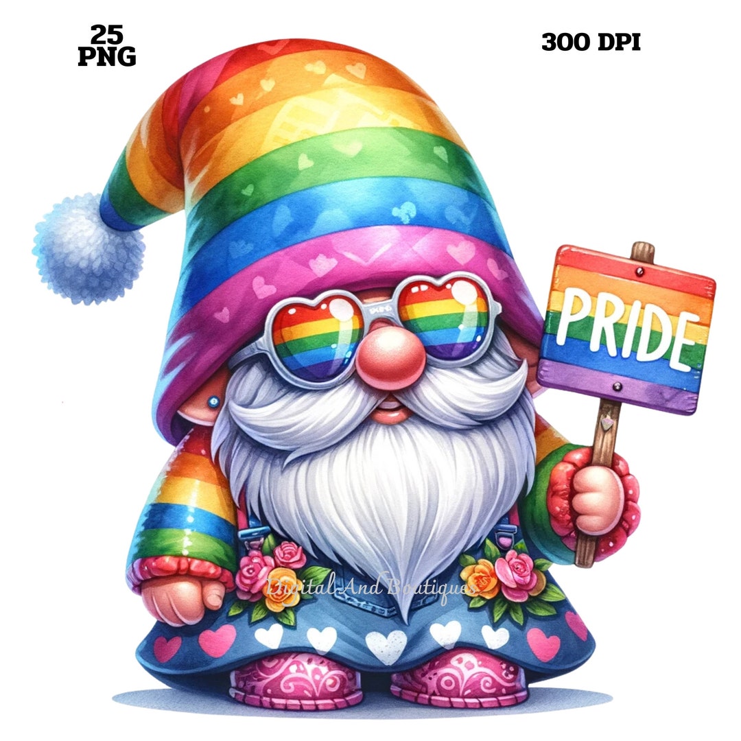 Pride Gnomes Couple Clipart: LGBTQ Rainbow PNG (digital Download) - Etsy