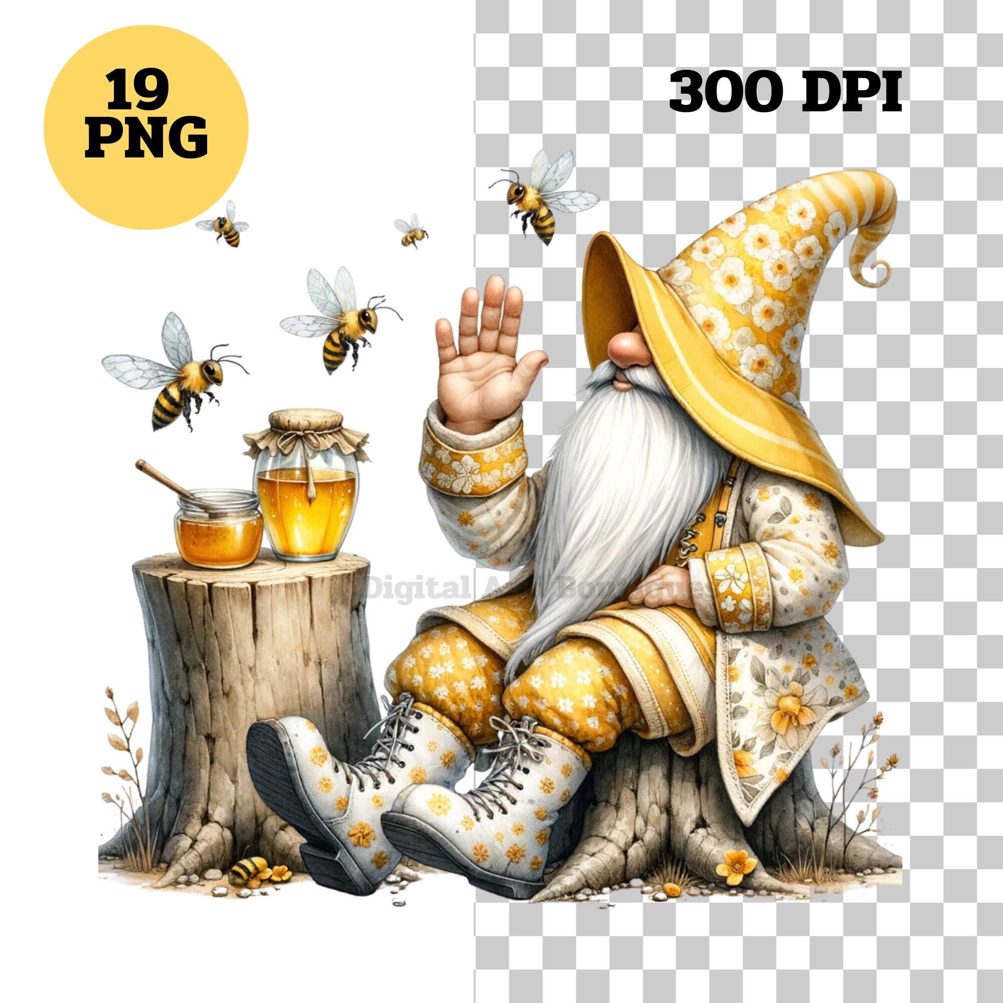 Honey Bee Gnomes Clipart, Gnome Clipart, Honey Bee Clipart, Bee Gnome ...