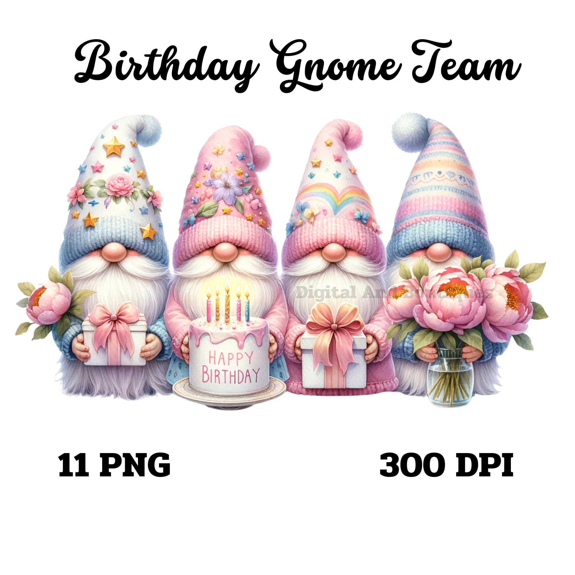 Birthday Gnome Clipart PNG, Gnome Birthday Invitations, Birthday Party ...