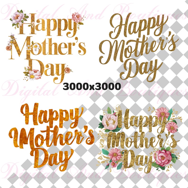 Mothers Day Clipart, Clipart Bundle, Happy Mothers Day Clipart PNG ...