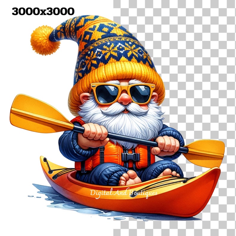Kayak Gnome Clipart, Camping Gnomes, Whimsical Gnome Clipart , Fishing ...