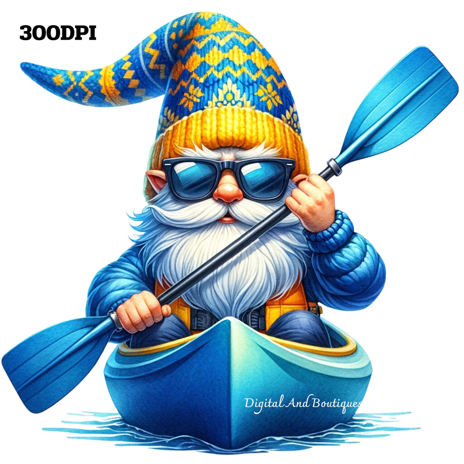 Kayak Gnome Clipart, Camping Gnomes, Whimsical Gnome Clipart , Fishing ...