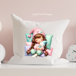 Sleeping Gnome Clipart, Pajamas Gnomes, Nursery Wall Art, Nursery Room Decor, Nursery Art, Scrap ...