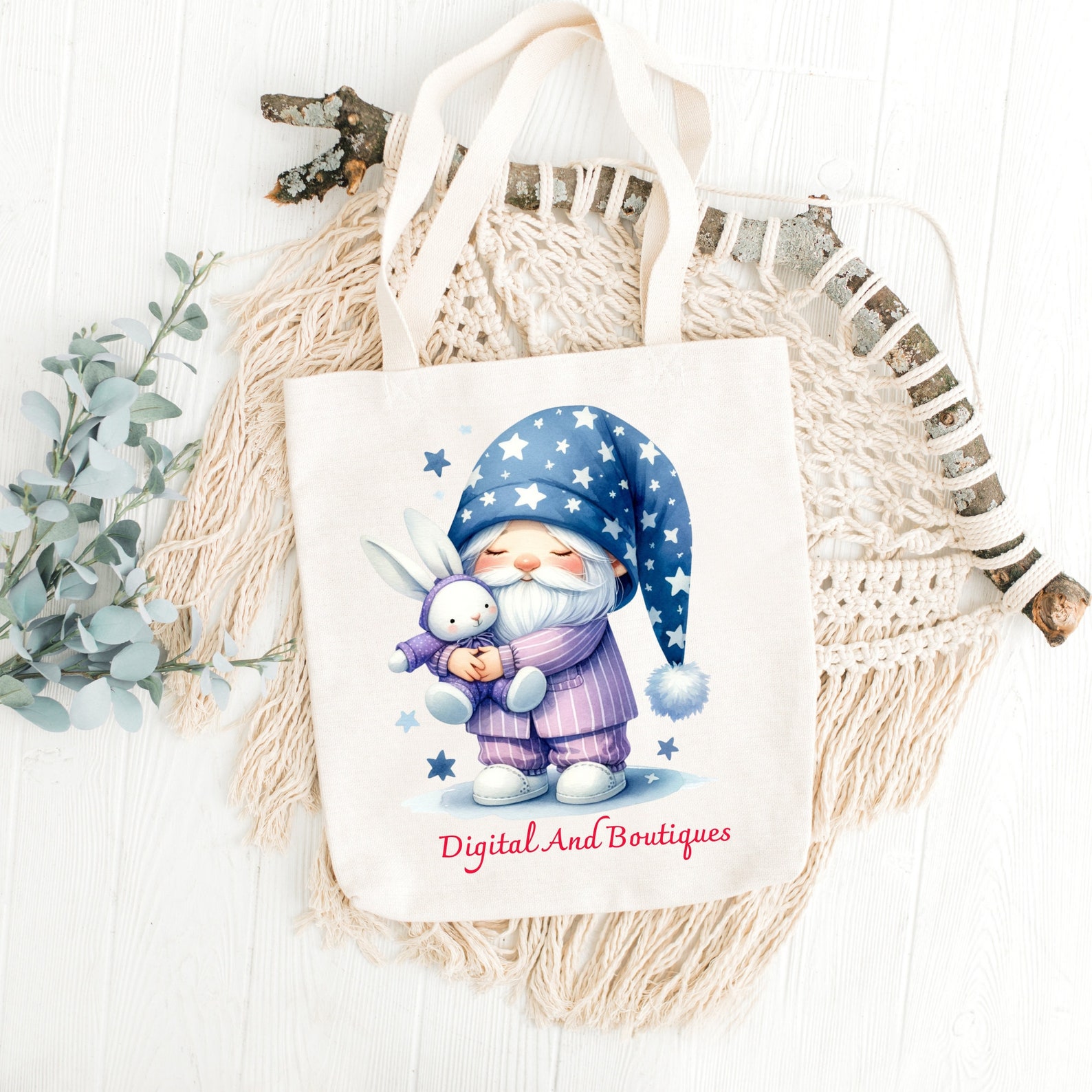 Sleeping Gnome Clipart, Pajamas Gnome, Nursery Wall Art, Nursery Room ...