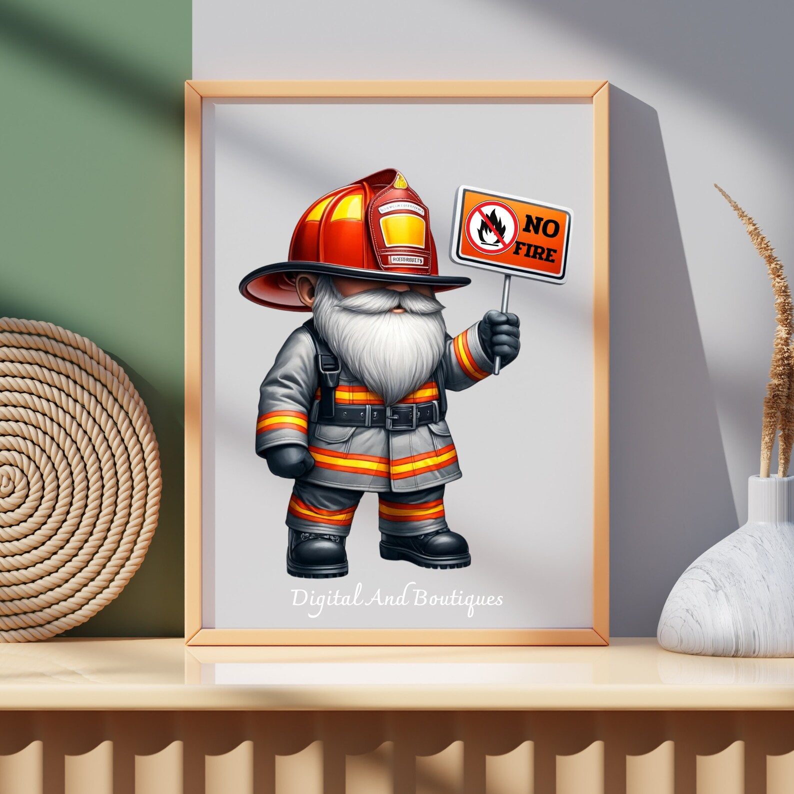 Firefighter Gnome Clipart, Fireman Gnome PNG, Rescue Gnome Clipart ...