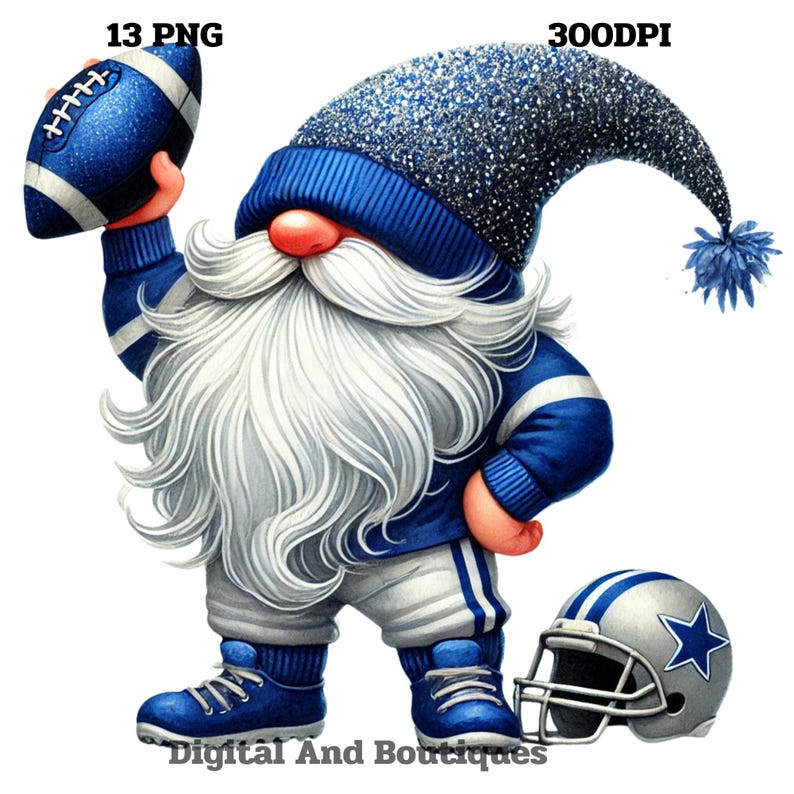 Football Gnome PNG, Football PNG, American Football, Blue and Silver ...