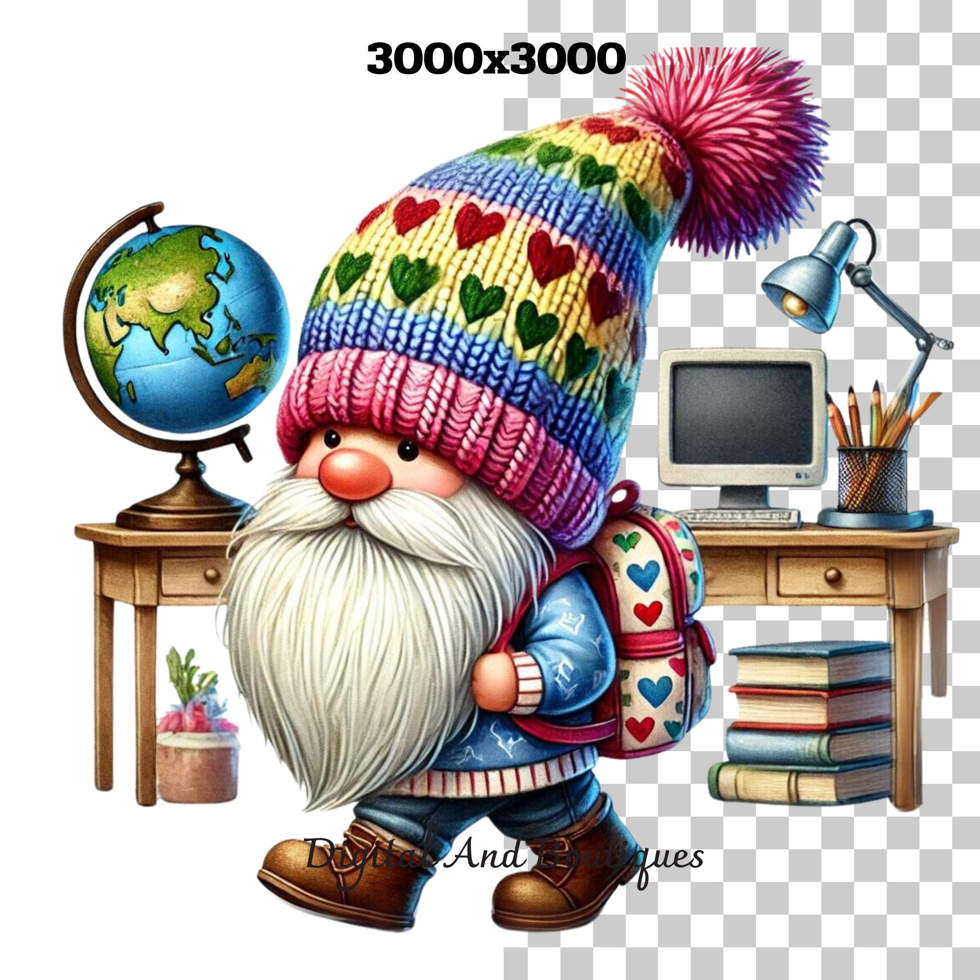 Back to School Gnome, Back to School Clipart PNG, Classroom Decor ...