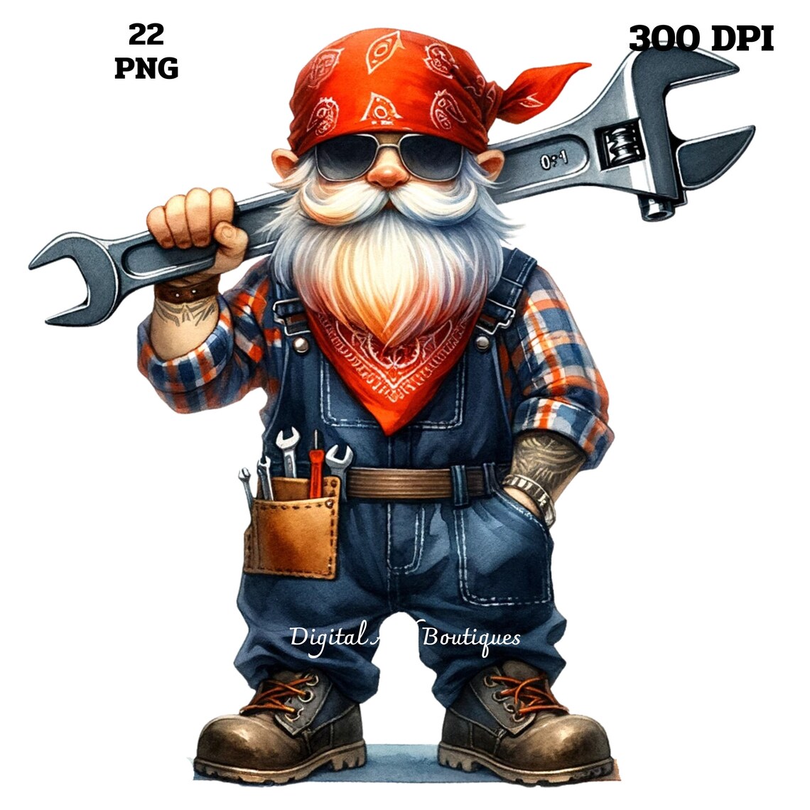 Mechanic Gnome Clipart, Gnome Repairman PNG, Workshop Gnome Designs ...