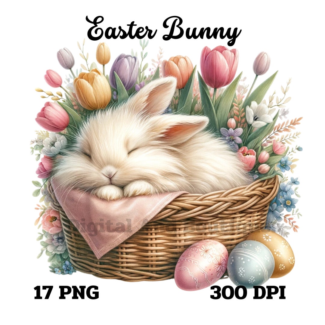 Easter Bunny Clipart, Sleeping Bunny Collection, Bunny Easter Graphic ...