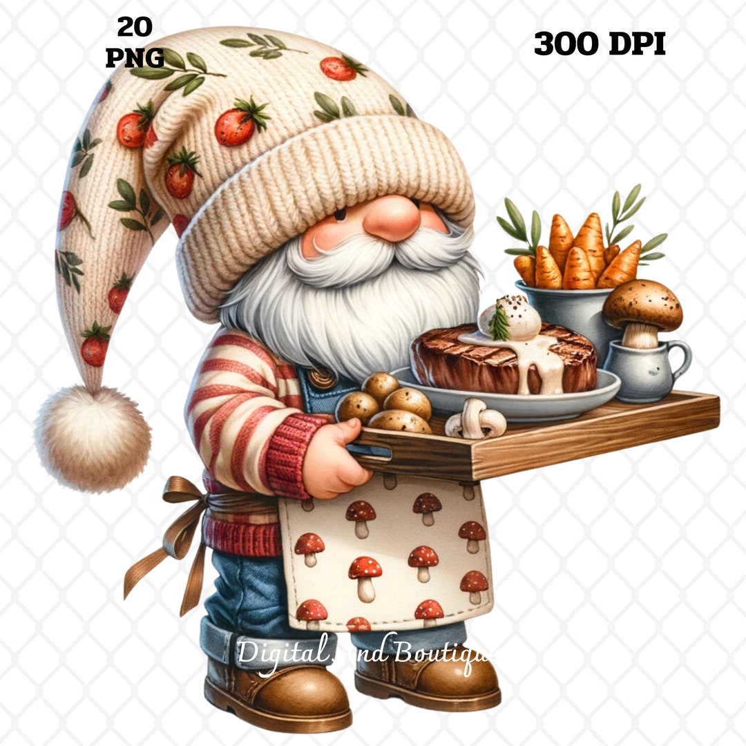 Steak Gnome Clipart, Kitchen Decor, Steak Gnome PNG, Grilling Gnome ...