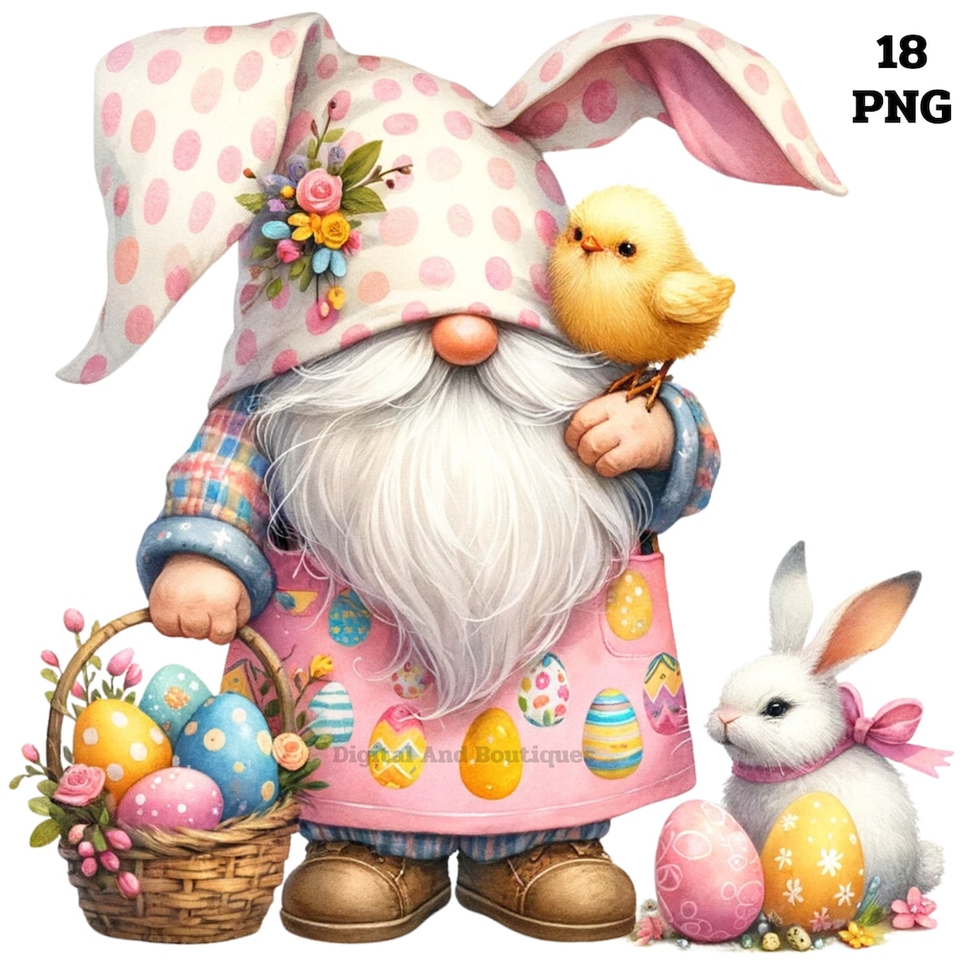 Easter Gnomes Clipart, Easter Bunny Clipart, Easter Gnome Graphics ...