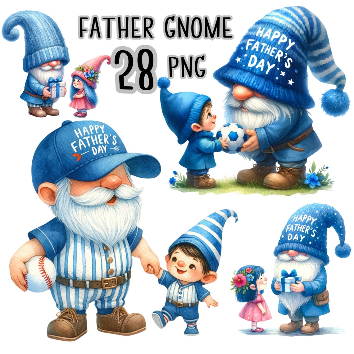 Father's Day, Father Gnome PNG, Father Kids Clipart, Dad Gnome, Father ...