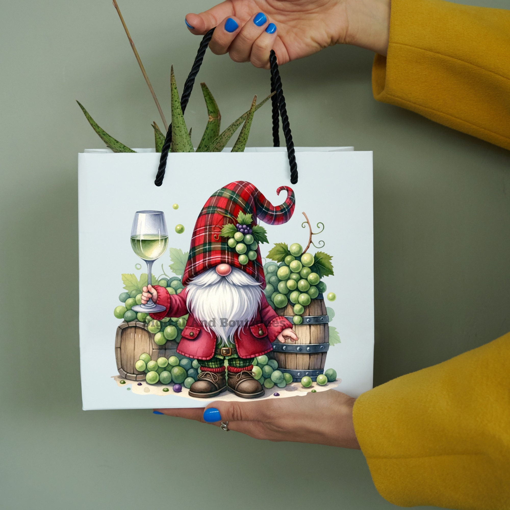 Wine Gnome Clipart, Whimsical Wine Gnome Clipart PNG, Kitchen Decor ...