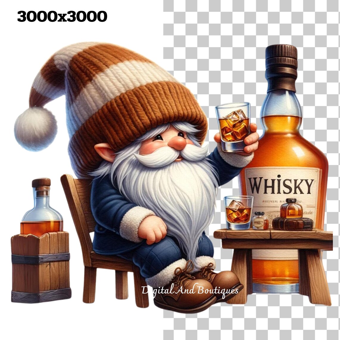Whisky Gnome Clipart, Whisky Clipart Bundle, Bar Decor, Whisky Lovers ...