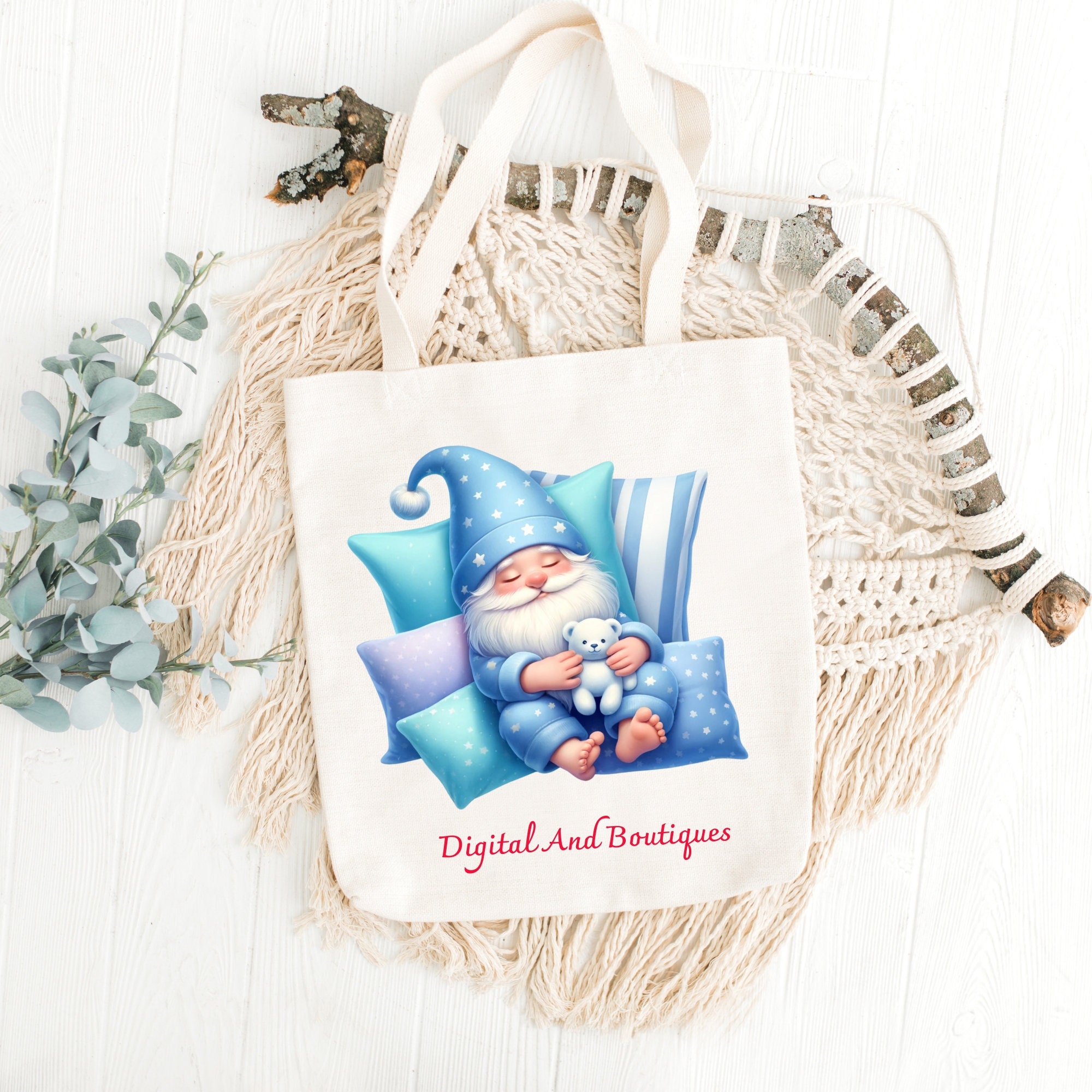 Sleeping Gnome Clipart, Pajamas Gnome, Nursery Wall Art, Nursery Room Decor, Nursery Art, Scrap ...