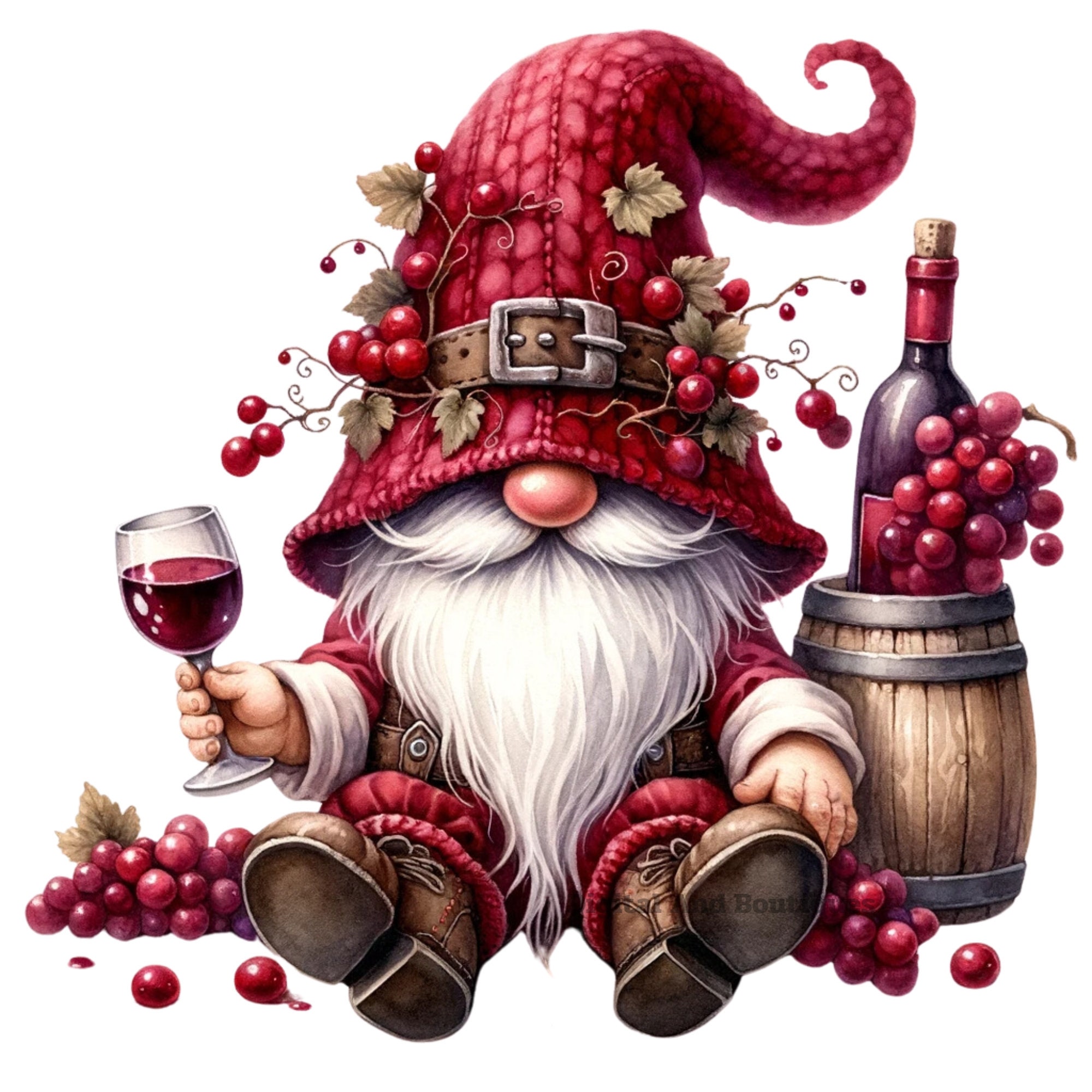 Wine Gnome Clipart, Gnome Drinking, Whimsical Wine Gnome Clipart PNG ...