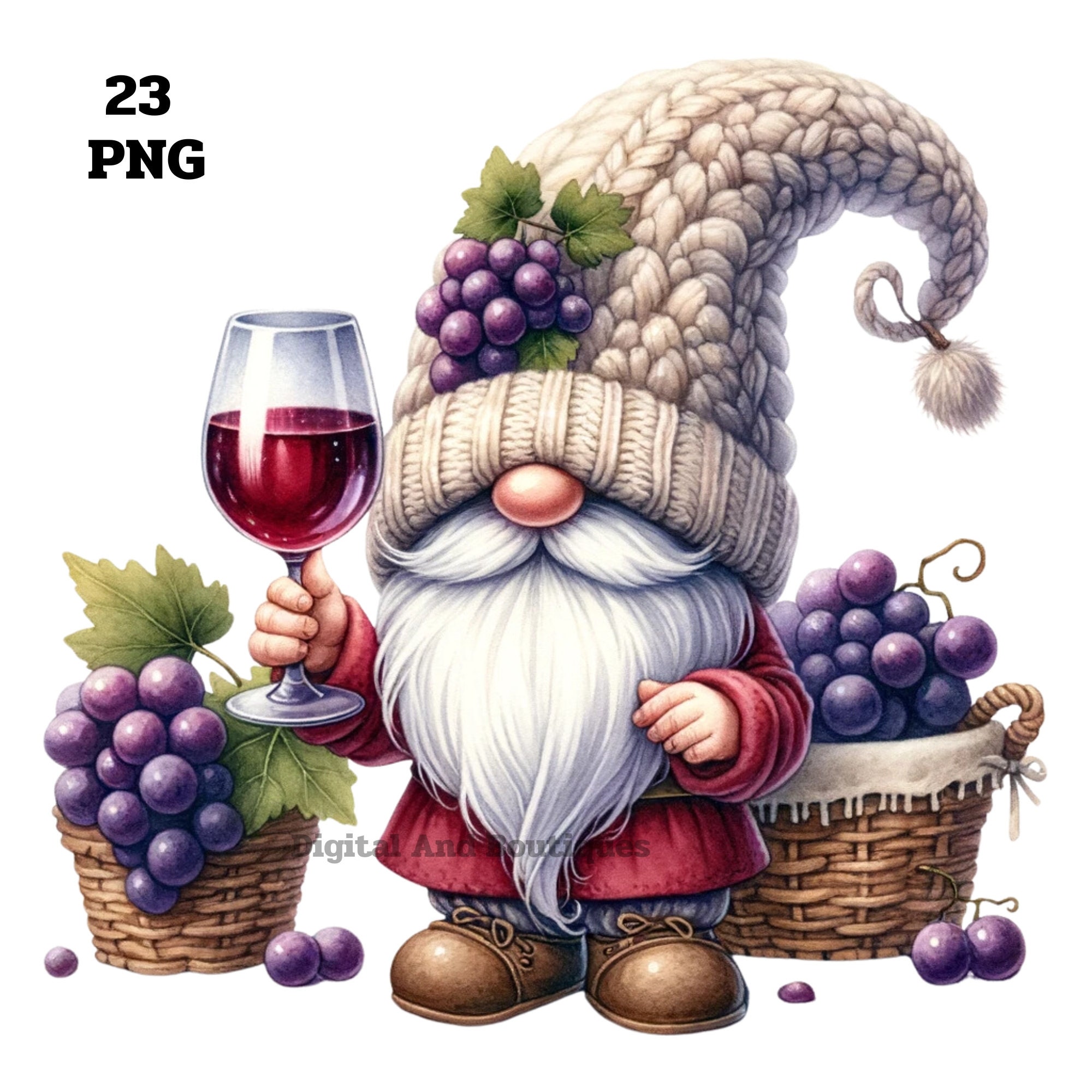 Wine Gnome Clipart, Gnome Drinking, Whimsical Wine Gnome Clipart ...