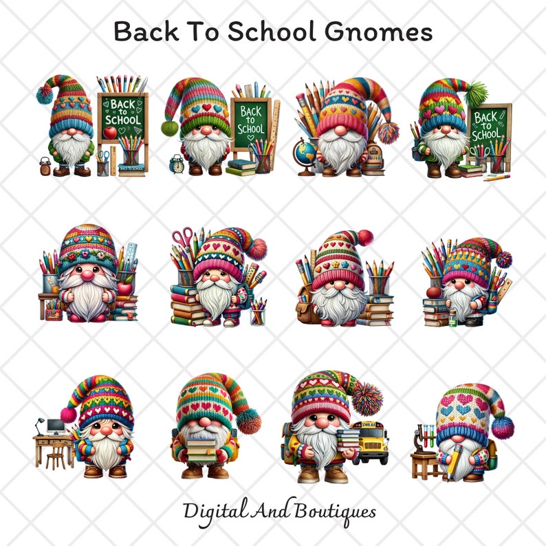 Back to School Gnome, Back to School Clipart PNG, Classroom Decor ...