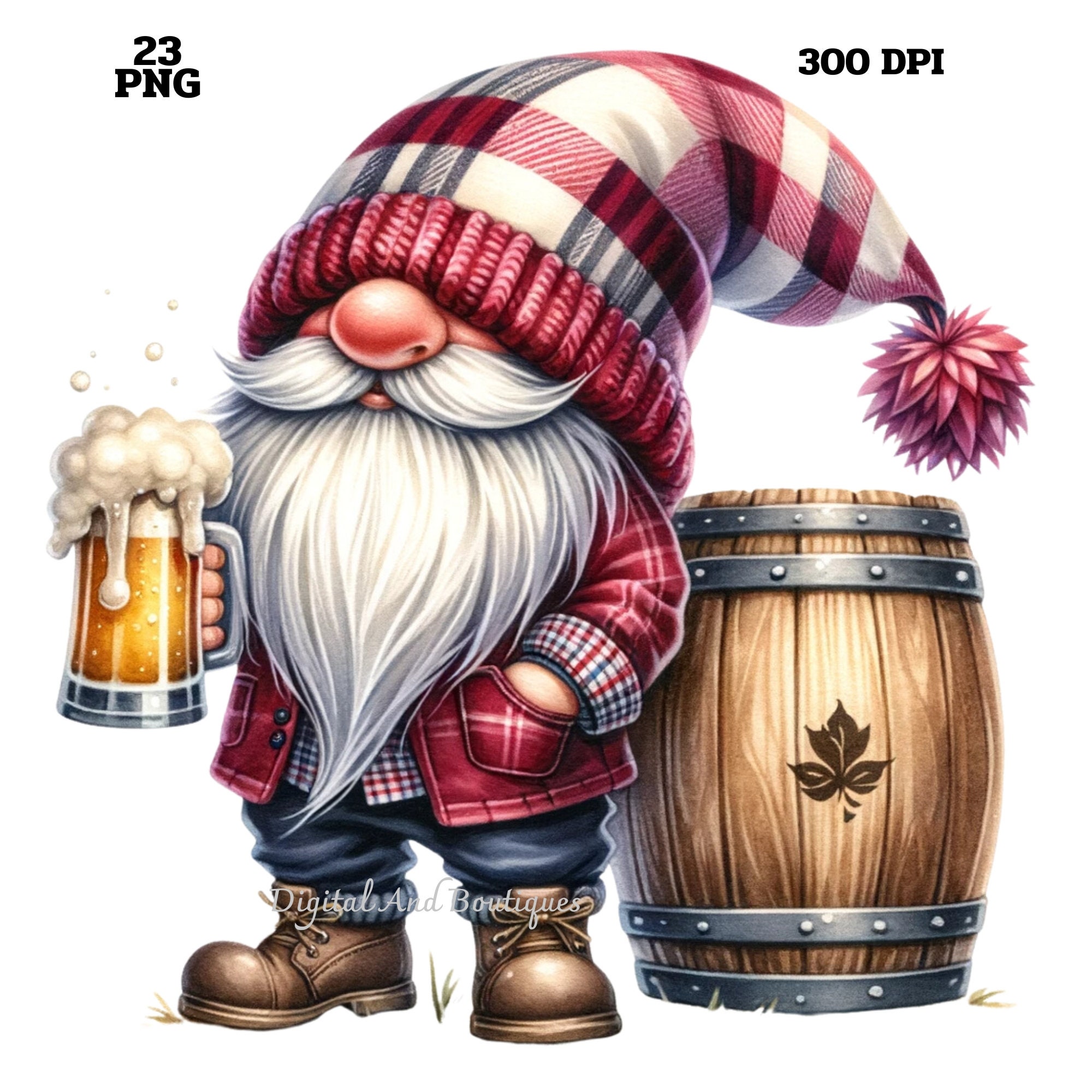 Beer Gnome Clipart, Gnome Drinking, Gnome Sublimation, Kitchen Decor ...