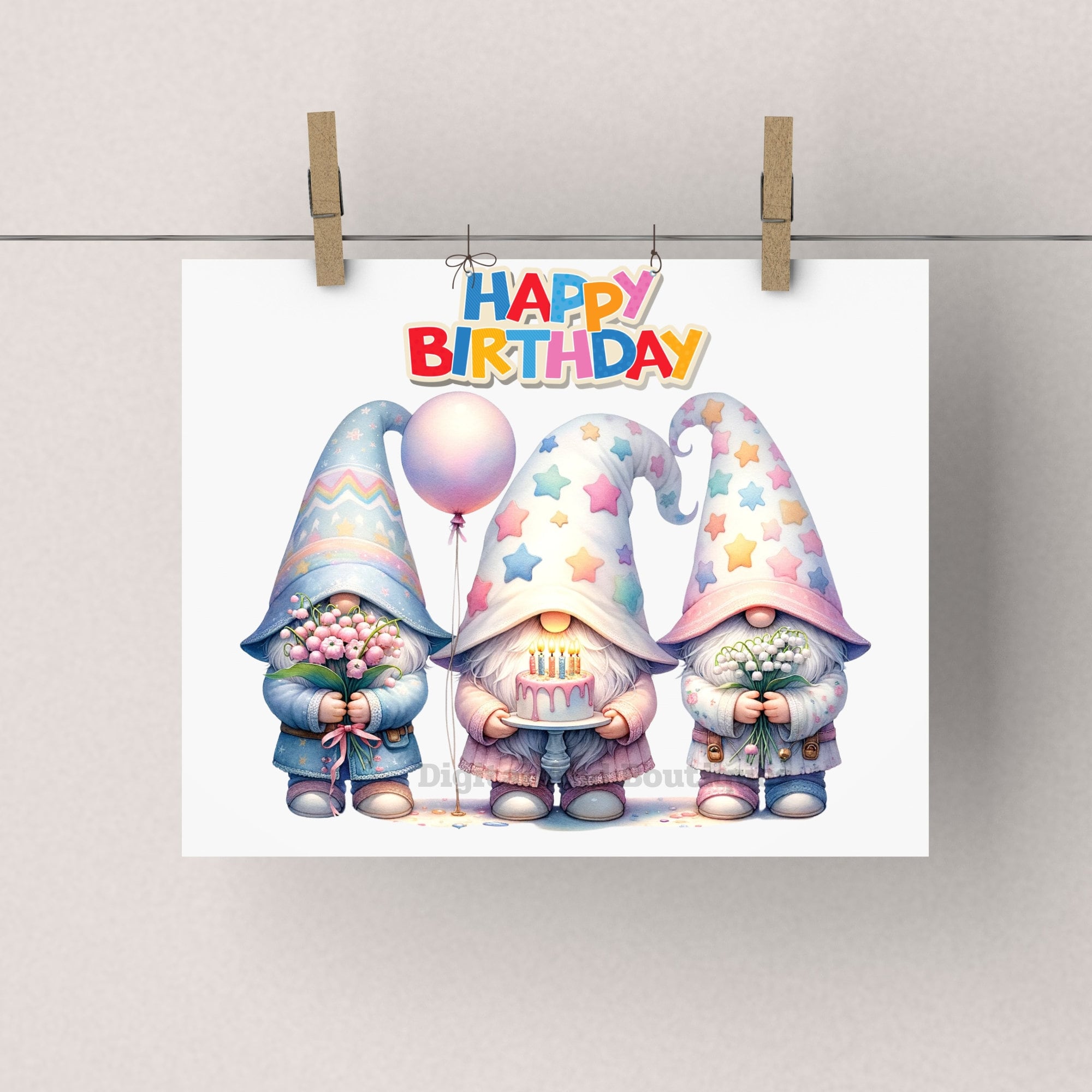 Birthday Gnome Clipart PNG, Gnome Birthday Invitations, Birthday Party ...