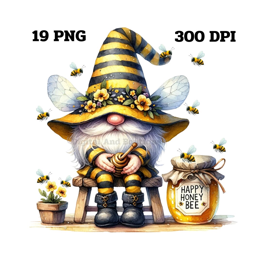 Honey Bee Gnomes Clipart, Gnome Clipart, Honey Bee Clipart, Bee Gnome ...