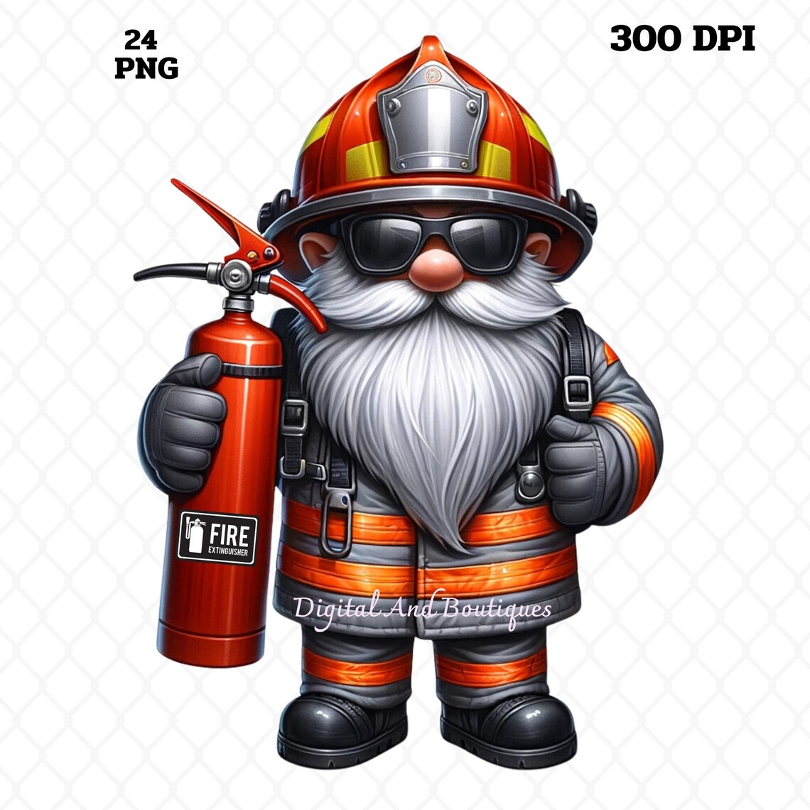 Firefighter Gnome Clipart, Fireman Gnome PNG, Rescue Gnome Clipart ...