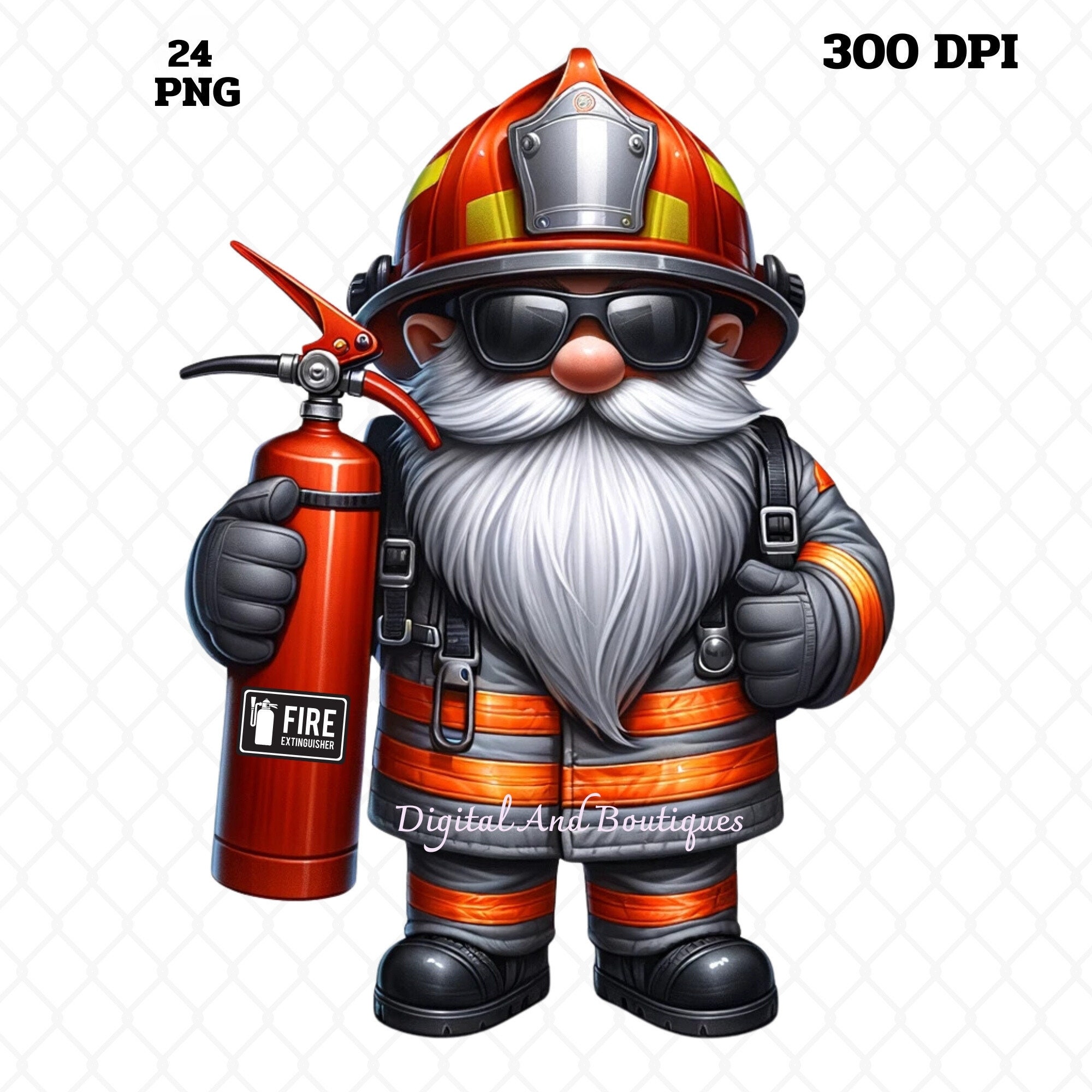Firefighter Gnome Clipart, Fireman Gnome PNG, Rescue Gnome Clipart ...