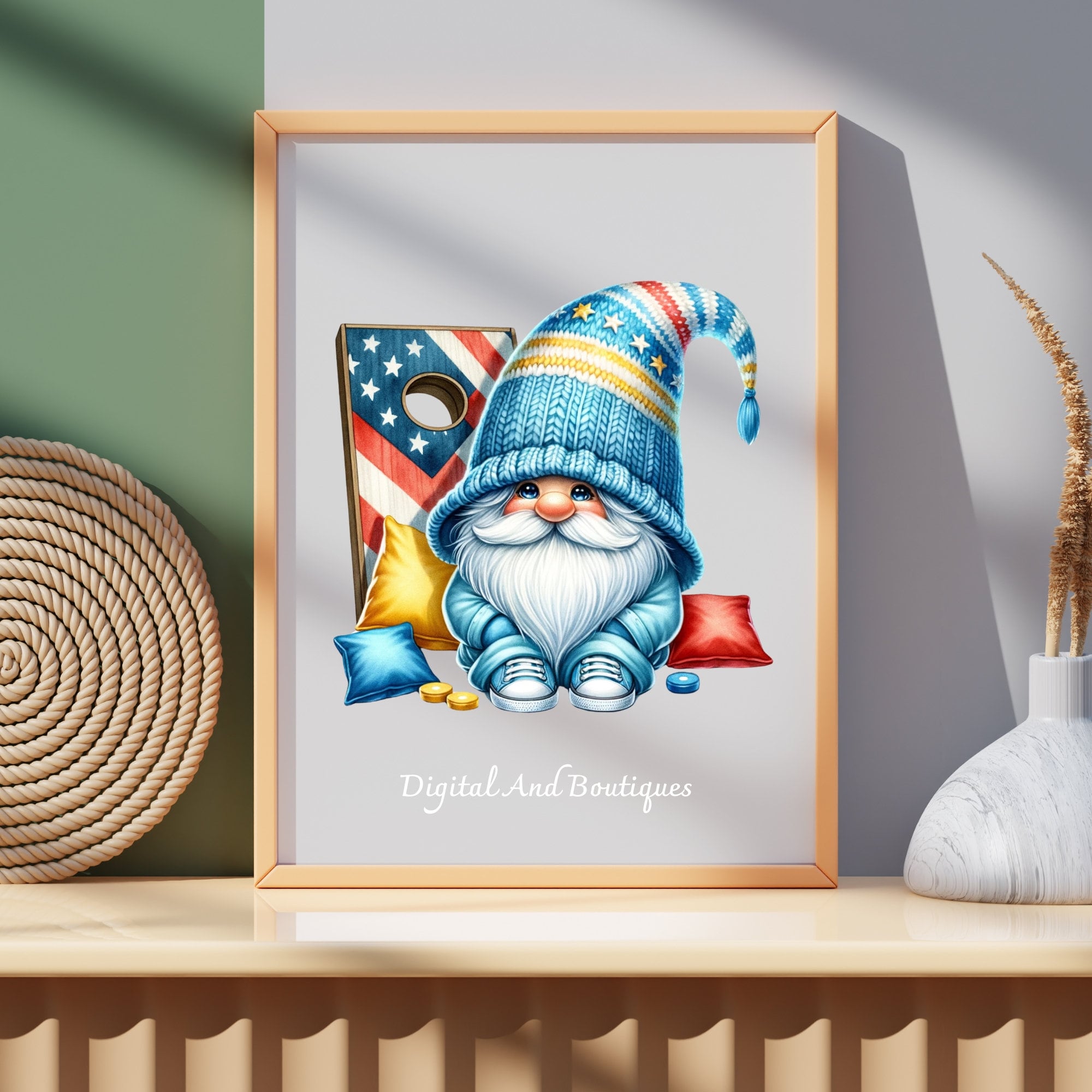 Cornhole Gnome Clipart, Lawn Game Clipart, Gnome Illustration, Cornhole ...
