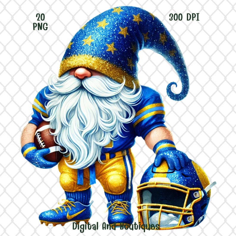 Football Gnome PNG, Football PNG, American Football, Blue and Gold ...