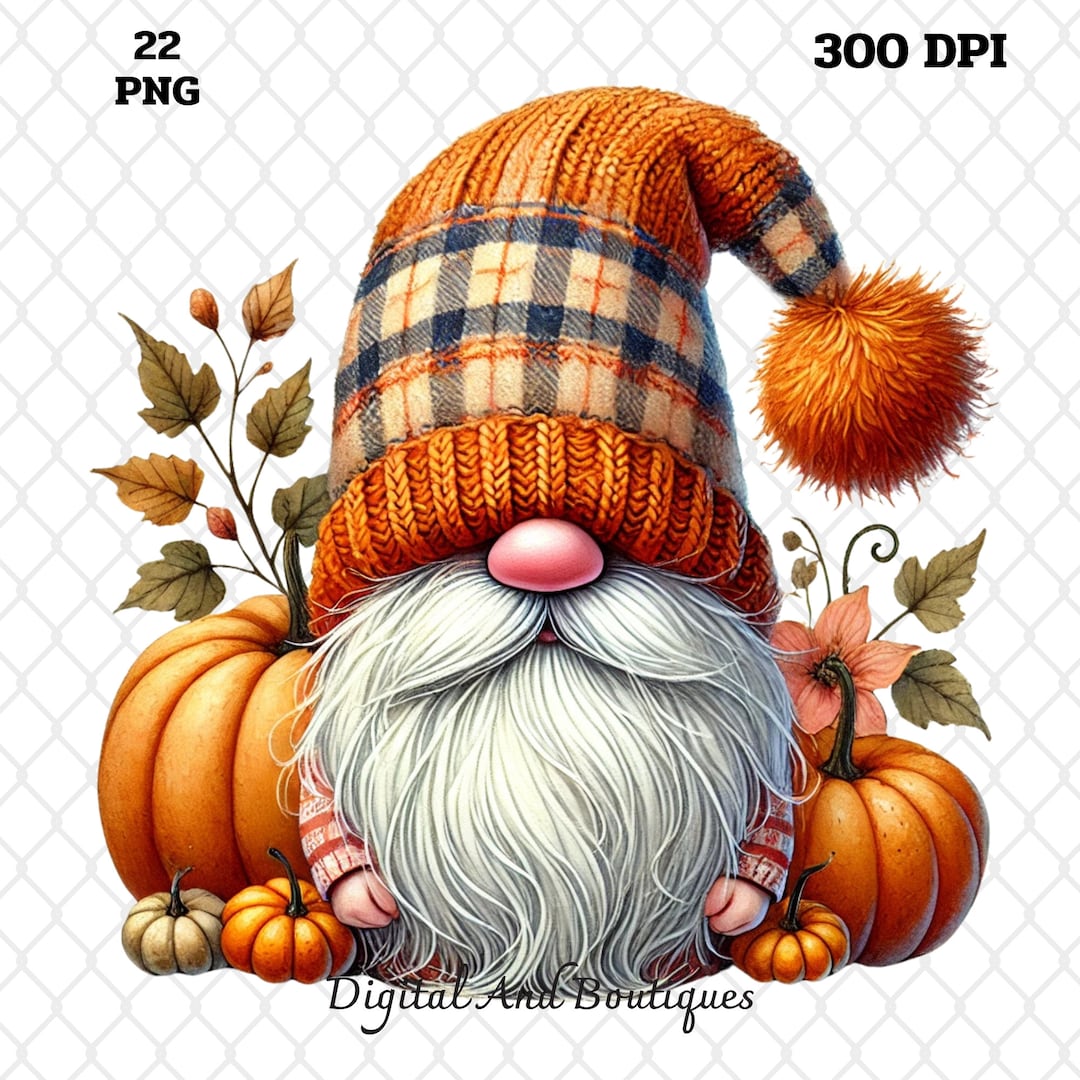 Pumpkin Gnomes Clipart, Fall Gnome Clipart, Thanksgiving Gnome PNG ...
