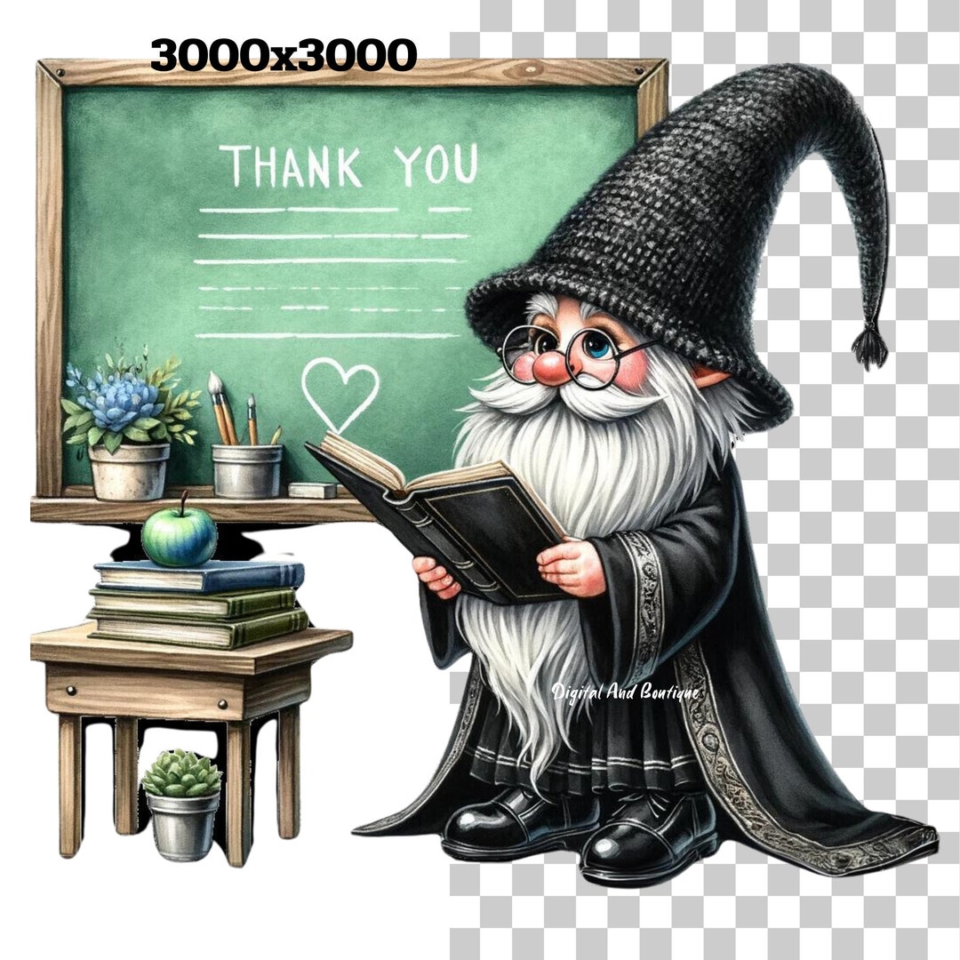 Teacher Gnome Clipart, Teacher Gnome PNG, Teacher Appreciation, Teacher ...