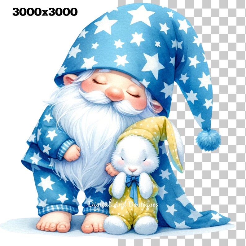 Sleeping Gnome Clipart, Pajamas Gnome, Nursery Wall Art, Nursery Room ...