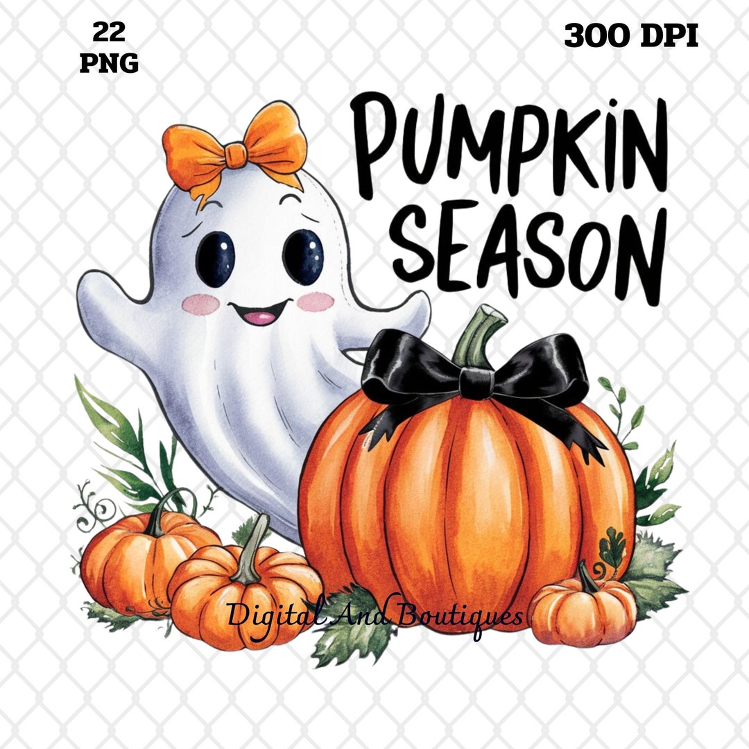 Spooky Ghost With Pumpkin, Ghost Clipart PNG, Pumpkin Sublimation, Fall ...