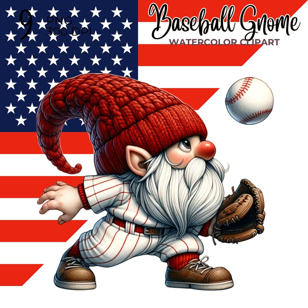 Baseball Gnome Clipart, Baseball Gnome, PNG Clipart, Gnome Art, Craft ...