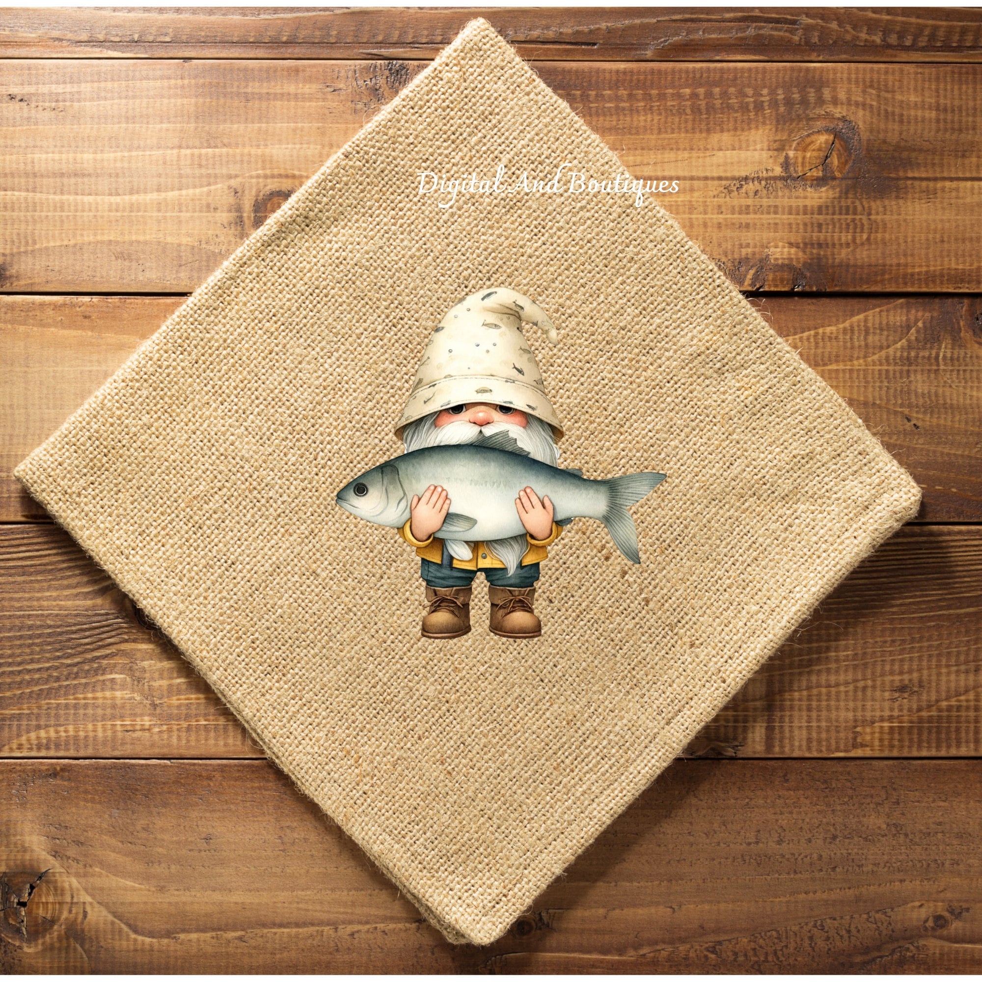 Fishing Gnome Clipart, Camping Gnomes, Whimsical Gnome Clipart ...