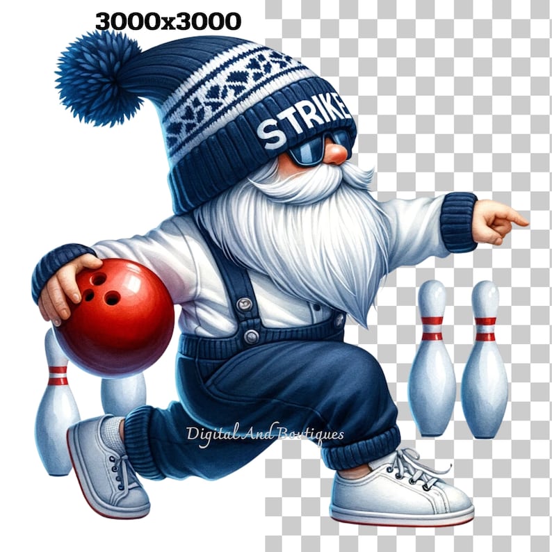 Bowling Gnomes Clipart, Gnome Bowling Party, Cute Bowling Graphics ...