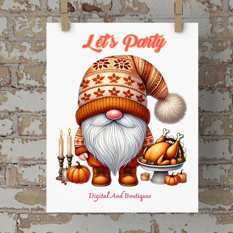 Thanksgiving Gnomes, Fall Gnome Clipart, Gnome Holding Sign Clipart ...