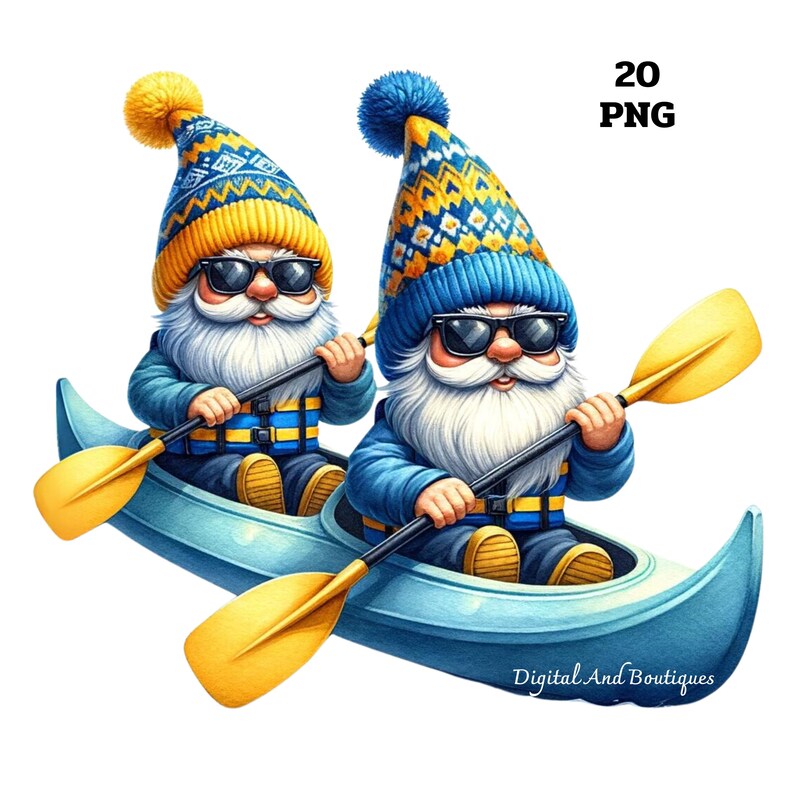 Kayak Gnome Clipart, Camping Gnomes, Whimsical Gnome Clipart , Fishing ...