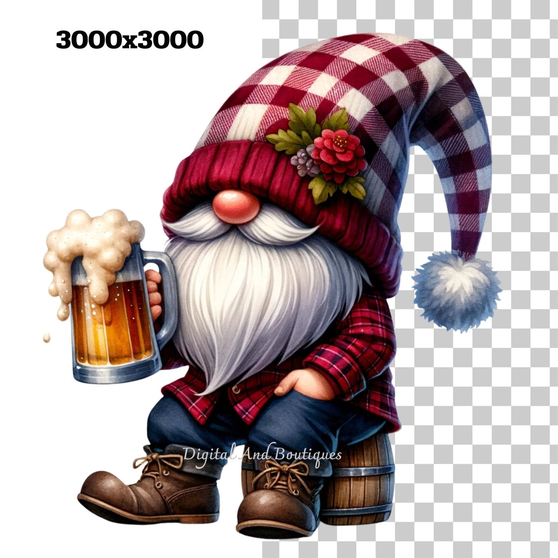 Beer Gnome Clipart, Gnome Drinking, Gnome Sublimation, Kitchen Decor ...